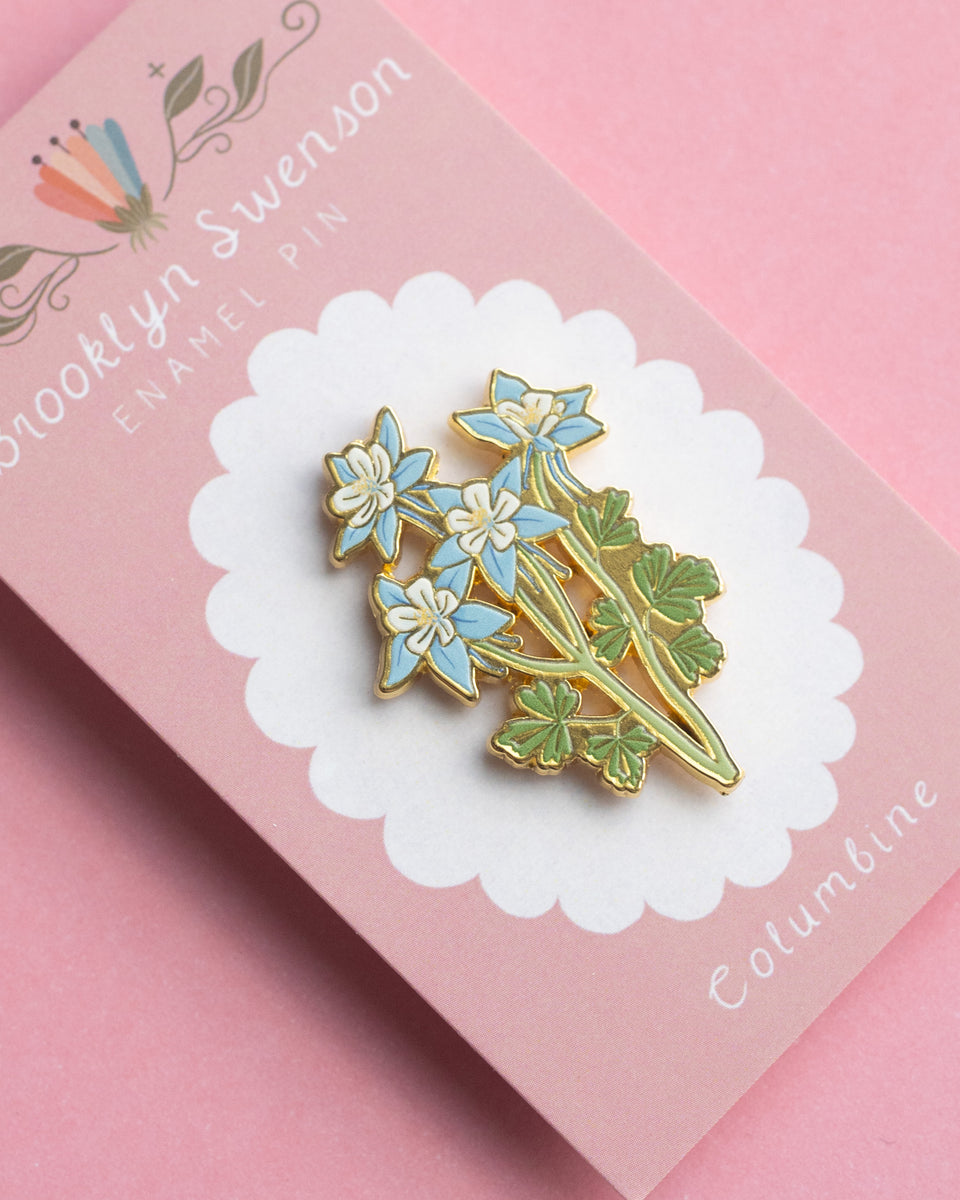 Blue Columbine Flower Pin | State Flower of Colorado – brooklynswenson